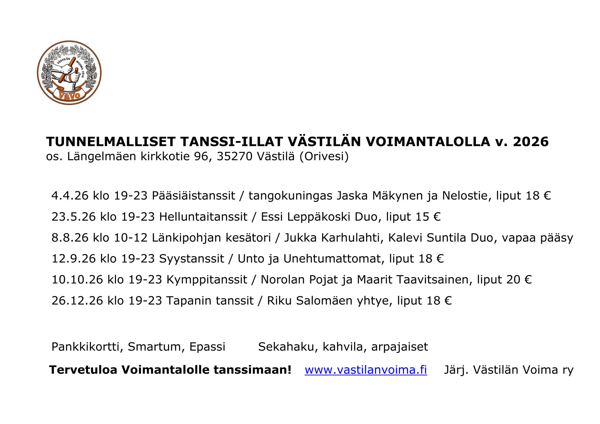 Tanssit – Västilän Voima ry.